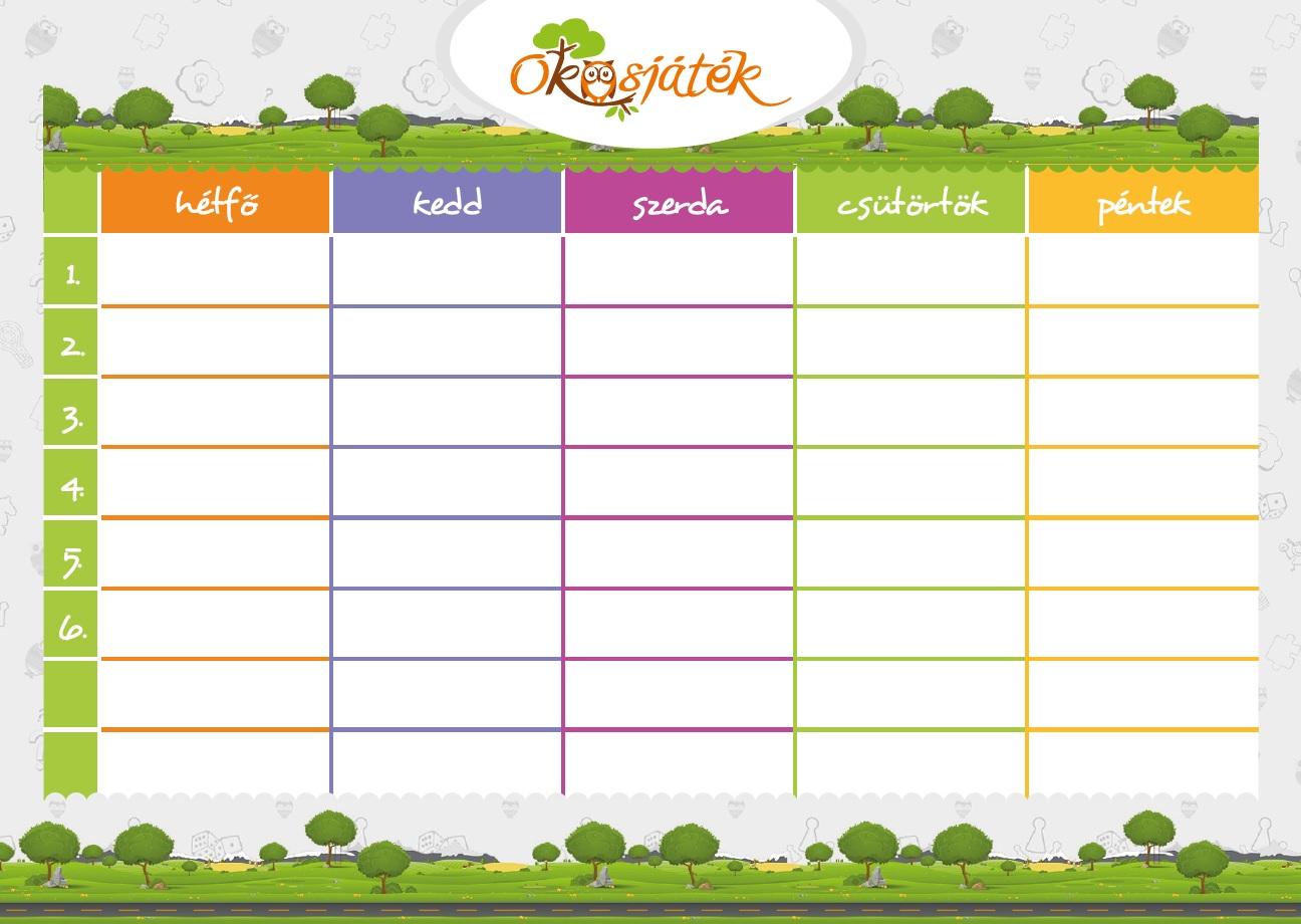 Nyomtatható órarend